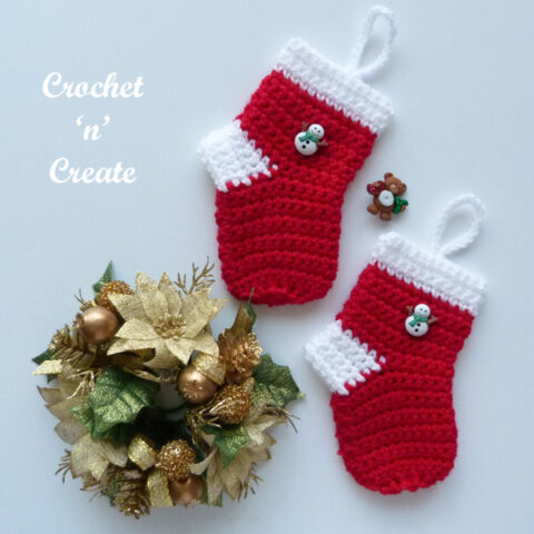 Mini Crochet Christmas Stocking - Free Pattern on Crochet 'n' Create