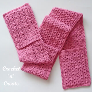 Crochet Pocket Scarf Pattern Free How to on Crochet 'n' Create