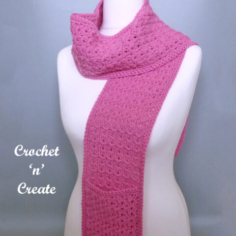 Crochet Pocket Scarf Pattern Free How to on Crochet 'n' Create