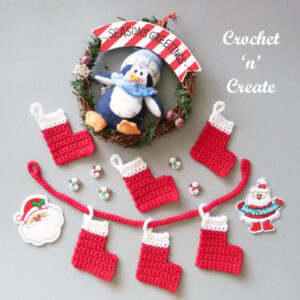 Santa Boot Crochet Bunting Free Pattern on Crochet 'n' Create
