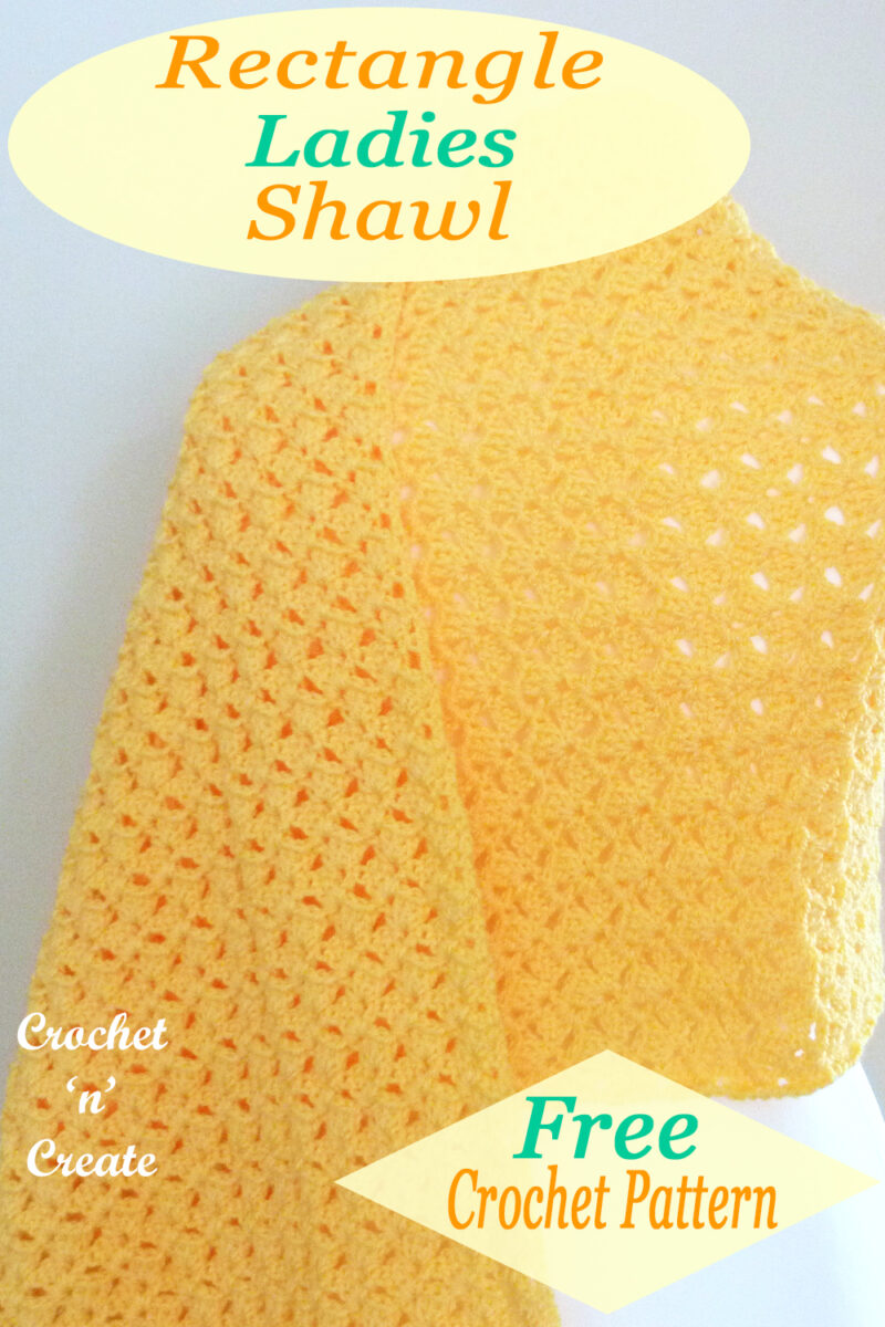 Rectangle Ladies Crochet Shawl Free Pattern on Crochet 'n' Create