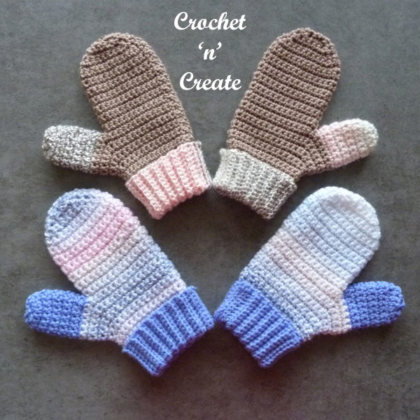Crochet Rib Cuff Mittens - Crochet 'n' Create