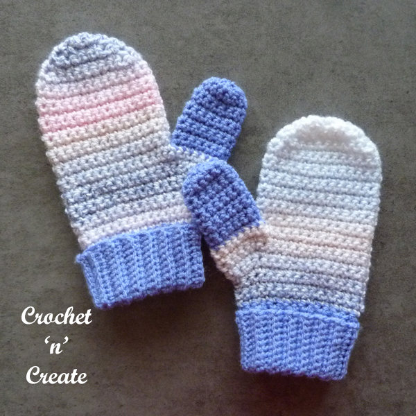 Crochet Rib Cuff Mittens - Crochet 'n' Create