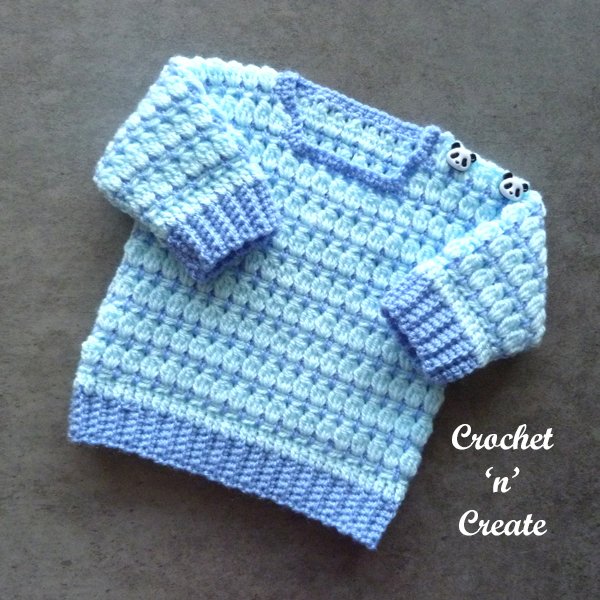 Cluster Block Baby Sweater Free Crochet Pattern on Crochet 'n' Create